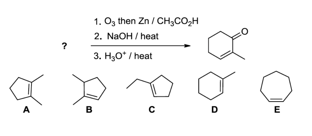 Solved 1. Oz then Zn / CH3CO2H 2. NaOH / heat 3. H30+ / heat | Chegg.com