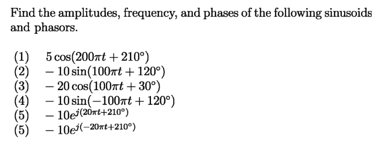 Solved Find the amplitudes, frequency, and phases of the | Chegg.com