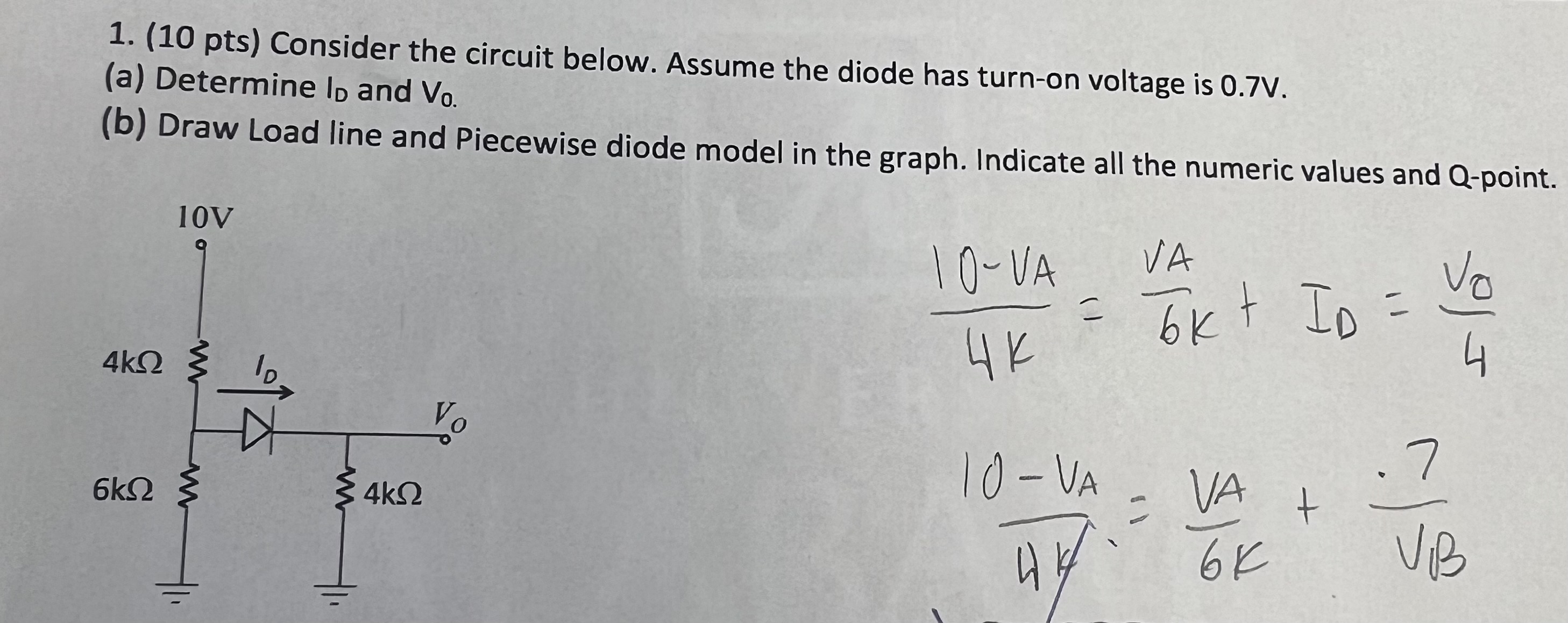 Solved 1. (10 pts) Consider the circuit below. Assume the | Chegg.com