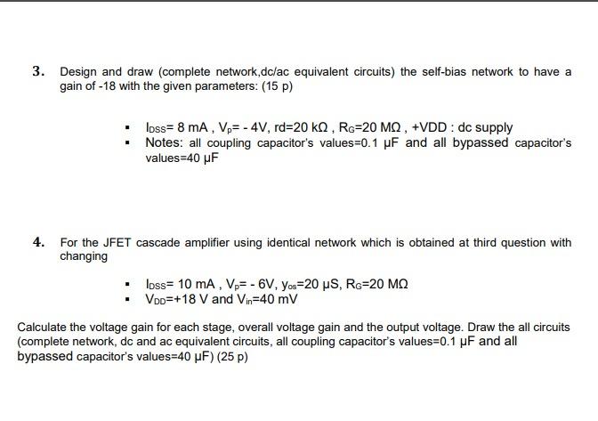 Solved 3. Design and draw (complete network,dc/ac equivalent | Chegg.com