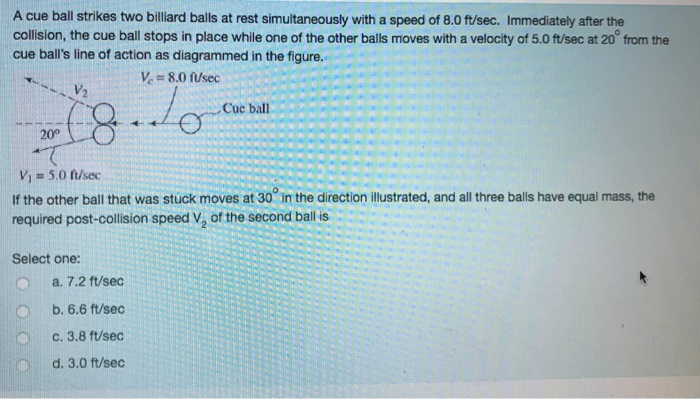 Solved A cue ball strikes two billiard balls at rest | Chegg.com