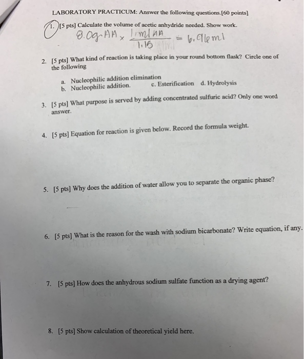 Solved 1. To a 100 mL round bottom flask equipped for | Chegg.com