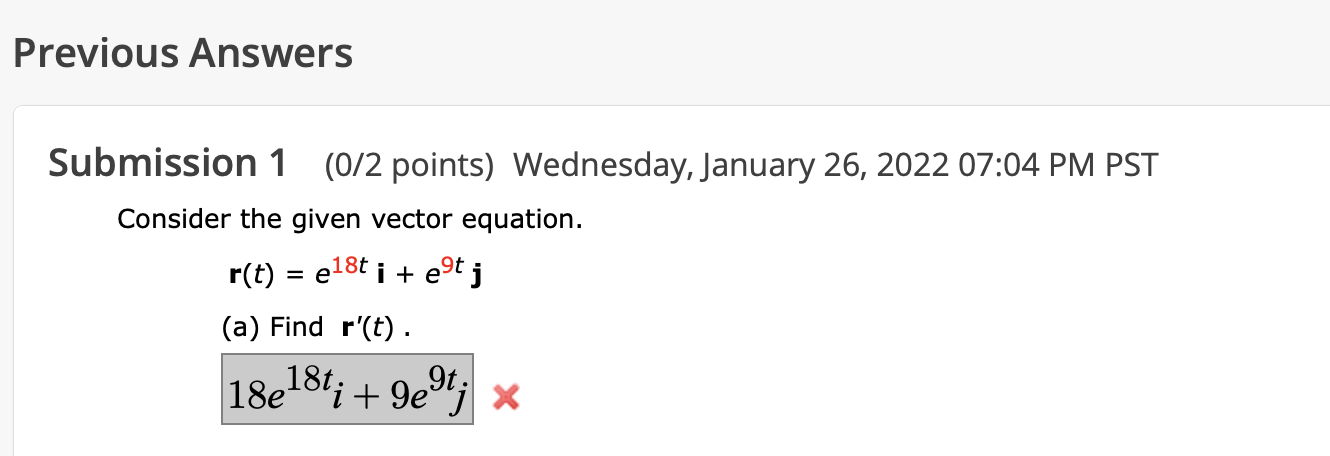 Solved Previous Answers - Submission 1 (0/2 points) | Chegg.com