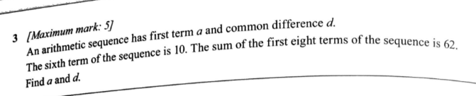 Solved 3 [Maximum mark: 51 An arithmetic sequence has first | Chegg.com
