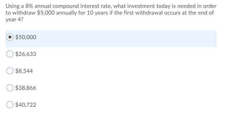 Solved Using a 8% annual compound interest rate, what | Chegg.com