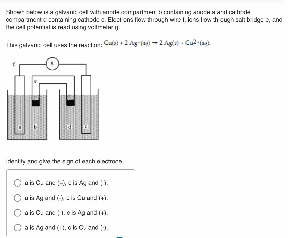 Solved Shown below is a galvanic cell with anode compartment | Chegg.com