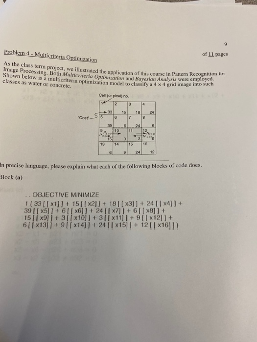 9 Problem 4- Multicriteria Optimization of 11 pages | Chegg.com