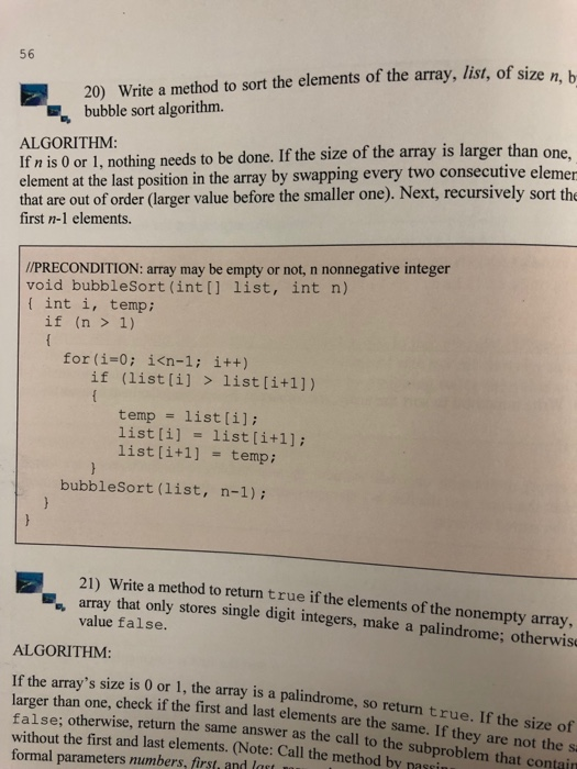 Solved I know the for loop swaps the first two elements if | Chegg.com