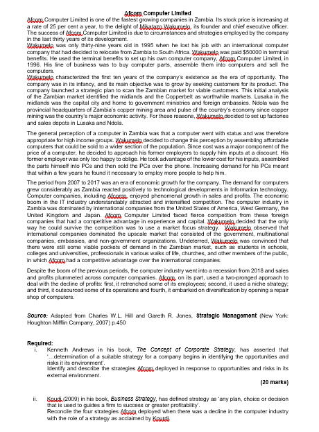 Solved Afcop, Computer Limited Afcee, Compuser Limited is | Chegg.com