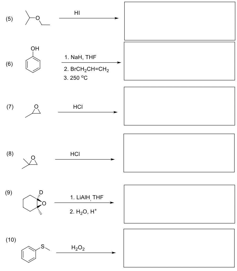 Solved (6) 1. NaH,THF 2. BrCH2CH=CH2 3. 250∘C (7) (8) (9) 2. | Chegg.com