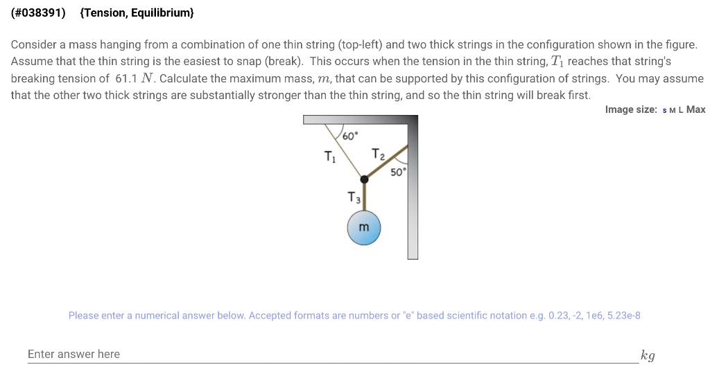 Solved (#317832) {Tension, Equilibrium} A tightrope is | Chegg.com