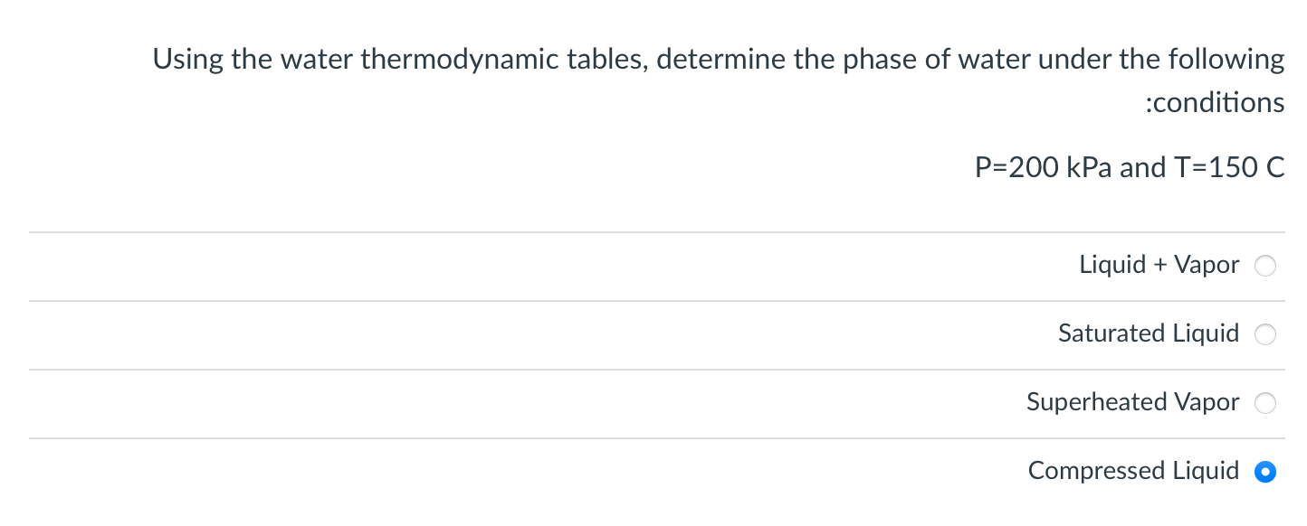 Solved Using the water thermodynamic tables, determine the | Chegg.com