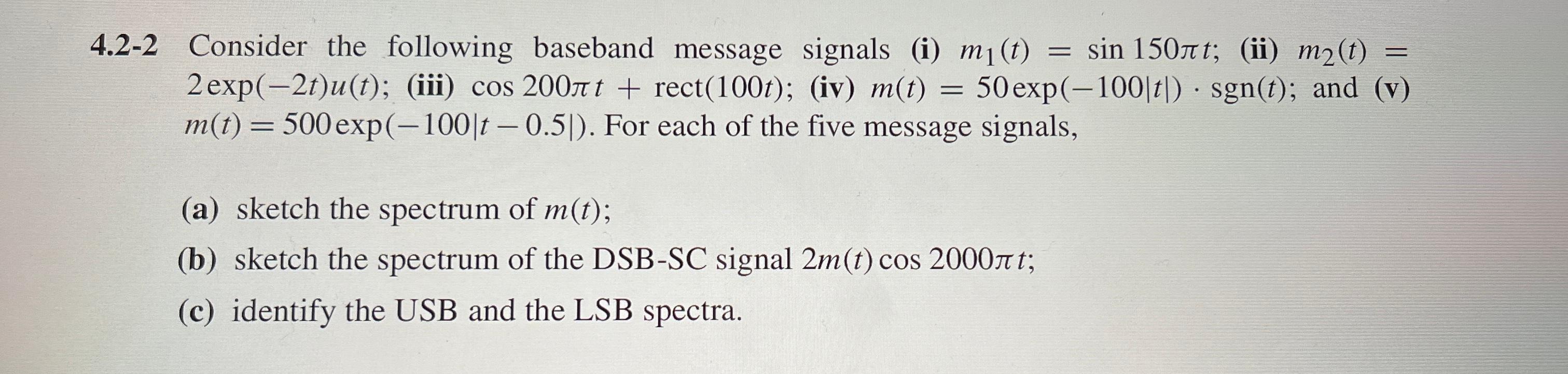Solved 2-2 Consider the following baseband message signals | Chegg.com
