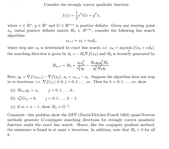 Solved 587 Consider the strongly convex quadratic function: | Chegg.com