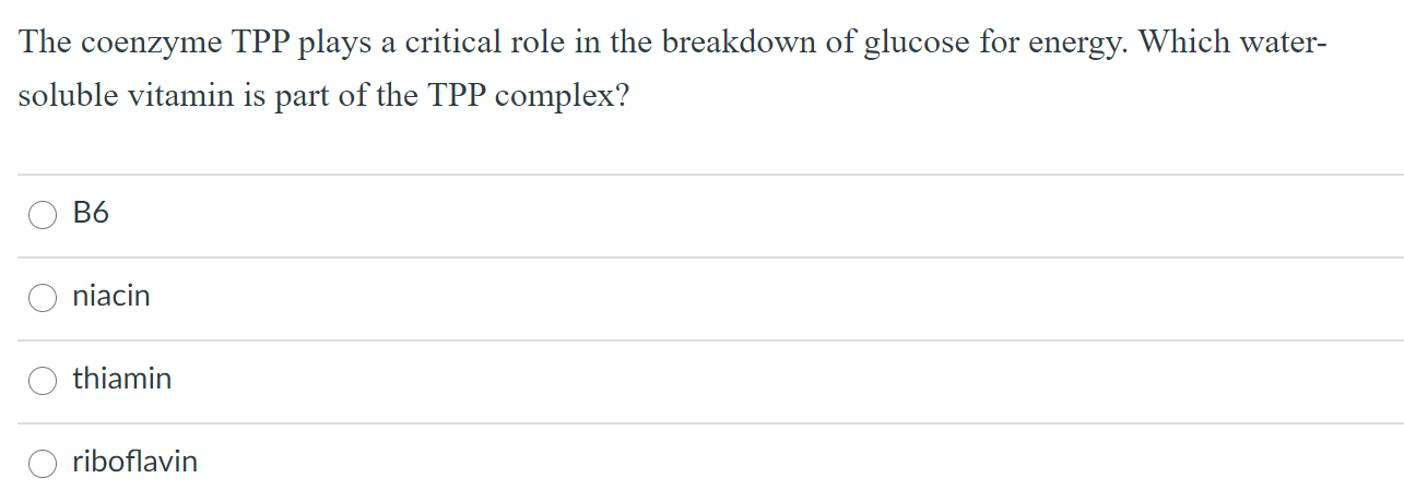 Solved The coenzyme TPP plays a critical role in the | Chegg.com