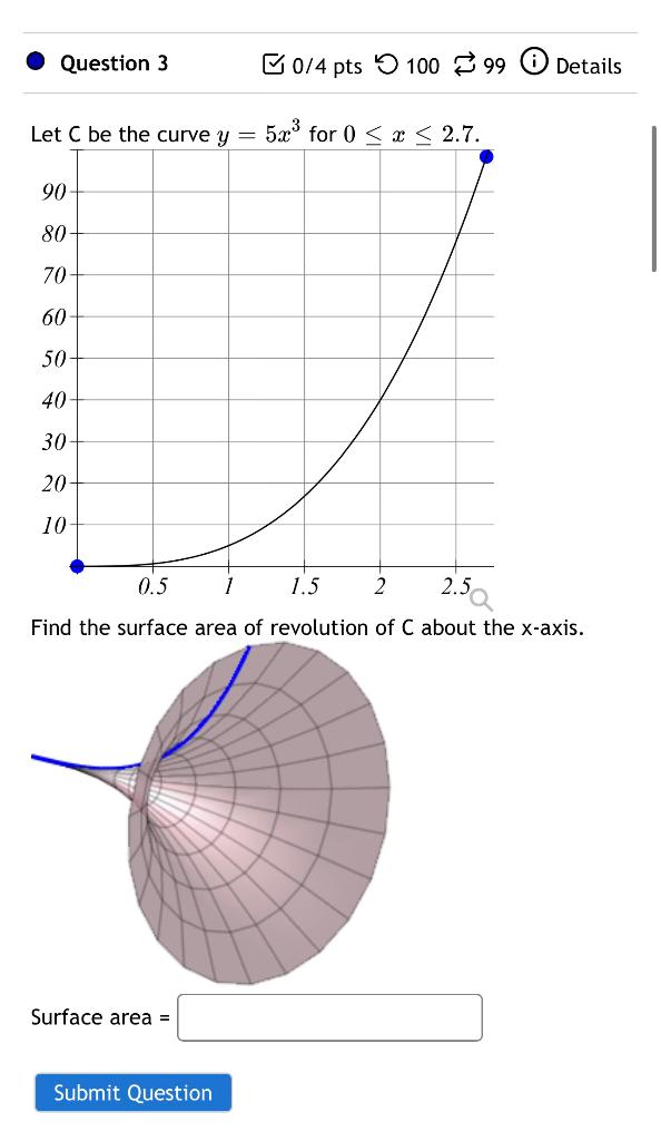 Solved Let C be the curve u=5x3 for 0 | Chegg.com