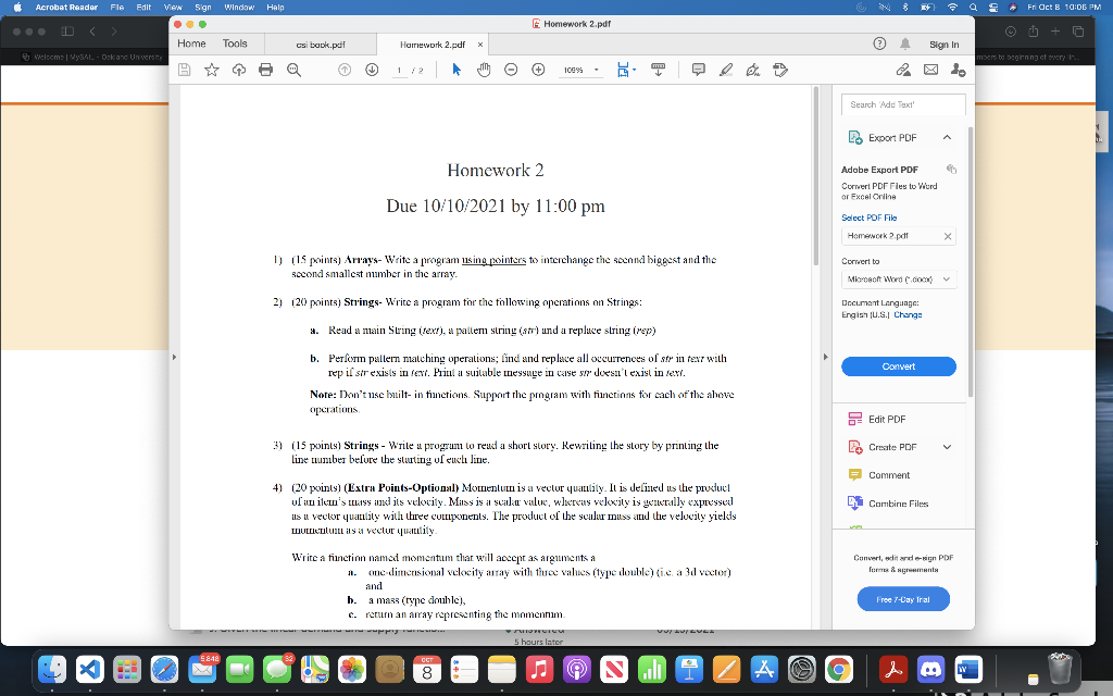 Solved Acrobat Reader File Edit View Sign Window Halo 8 as | Chegg.com