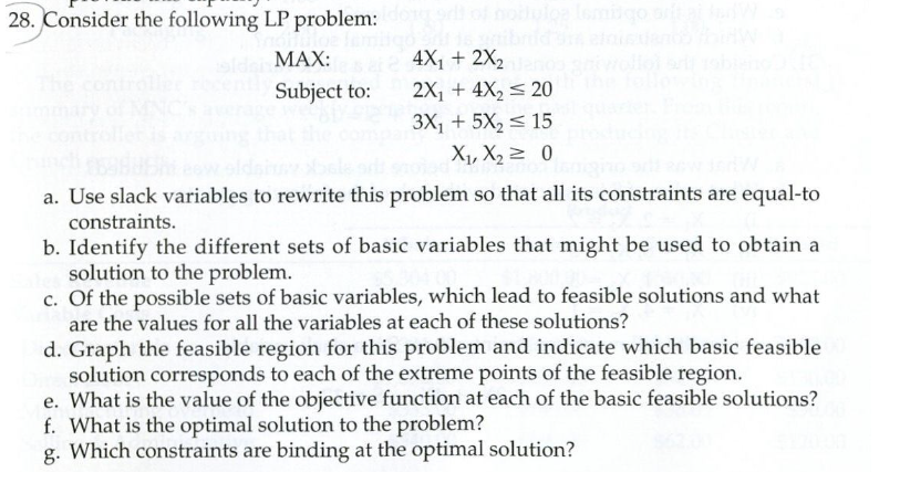 Solved 28. Consider the following LP problem: MAX: Subject | Chegg.com