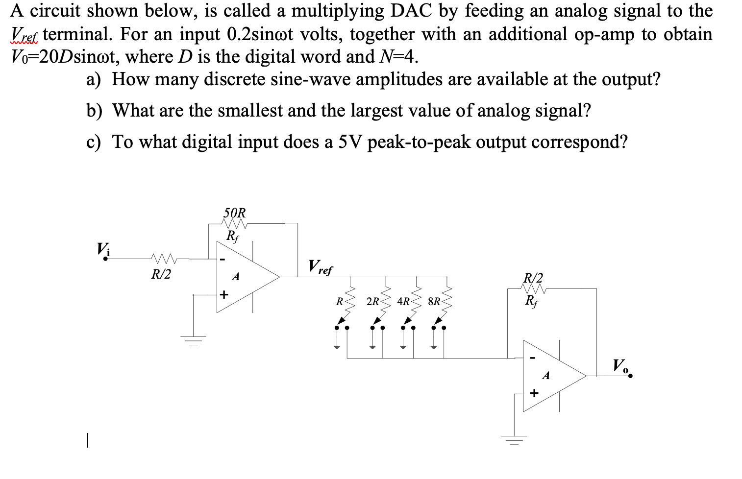 Solved A circuit shown below, is called a multiplying DAC by | Chegg.com