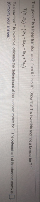 Solved The given T is a linear transformation from R2 into | Chegg.com