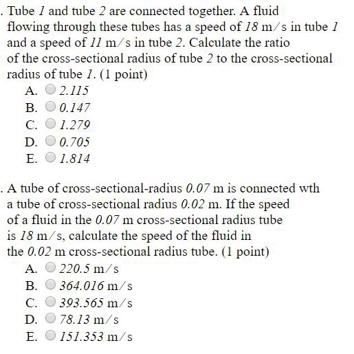 Solved Tube 1 and tube 2 are connected together A fluid | Chegg.com