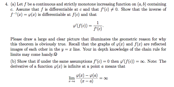 Solved 4. (a) Let f be a continuous and strictly monotone | Chegg.com