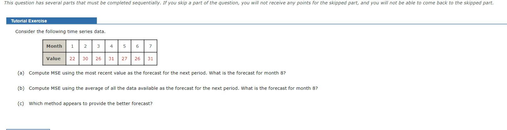 Solved Consider the following time series data. (a) Compute | Chegg.com