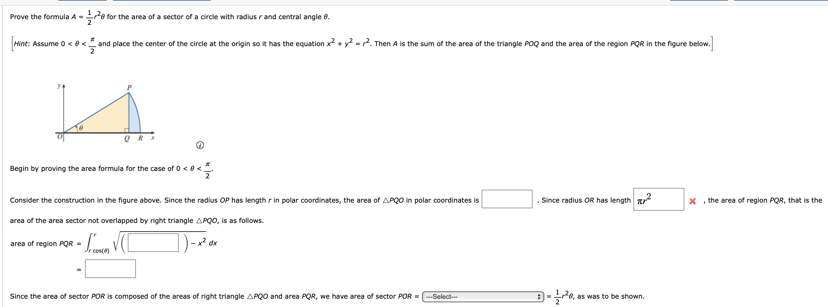 Solved Prove the formula A=21r2θ for the area of a sector of | Chegg.com