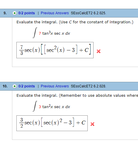 Solved 9. 0/2 points Previous Answers SessCalcET2 6.2.025. | Chegg.com Solved 9. 0/2 points Previous Answers SessCalcET2 6.2.025. | Chegg.com