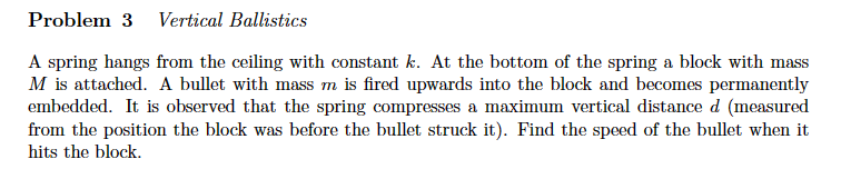 Solved Problem 3 Vertical Ballistics A spring hangs from the | Chegg.com