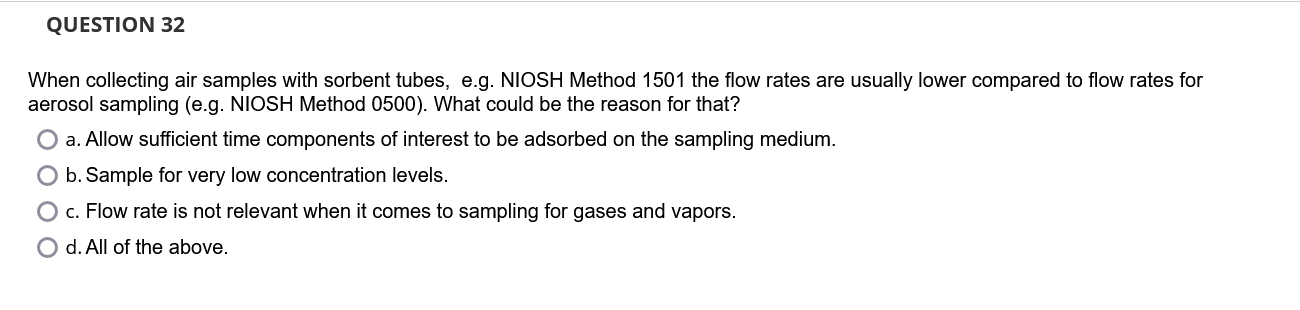Solved When collecting air samples with sorbent tubes, e.g. | Chegg.com