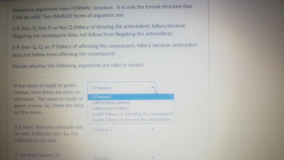 Solved uctive arguments have FORMAL structure. It is only | Chegg.com