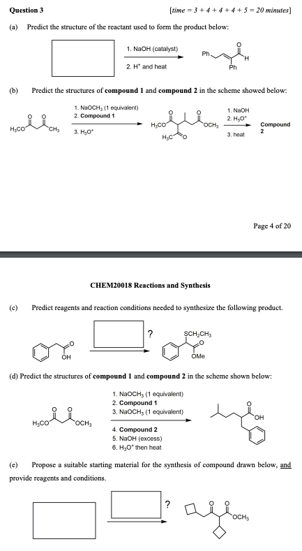 Solved Question 3 [time = 3+4+4+4+5 = 20 minutes] (a) | Chegg.com