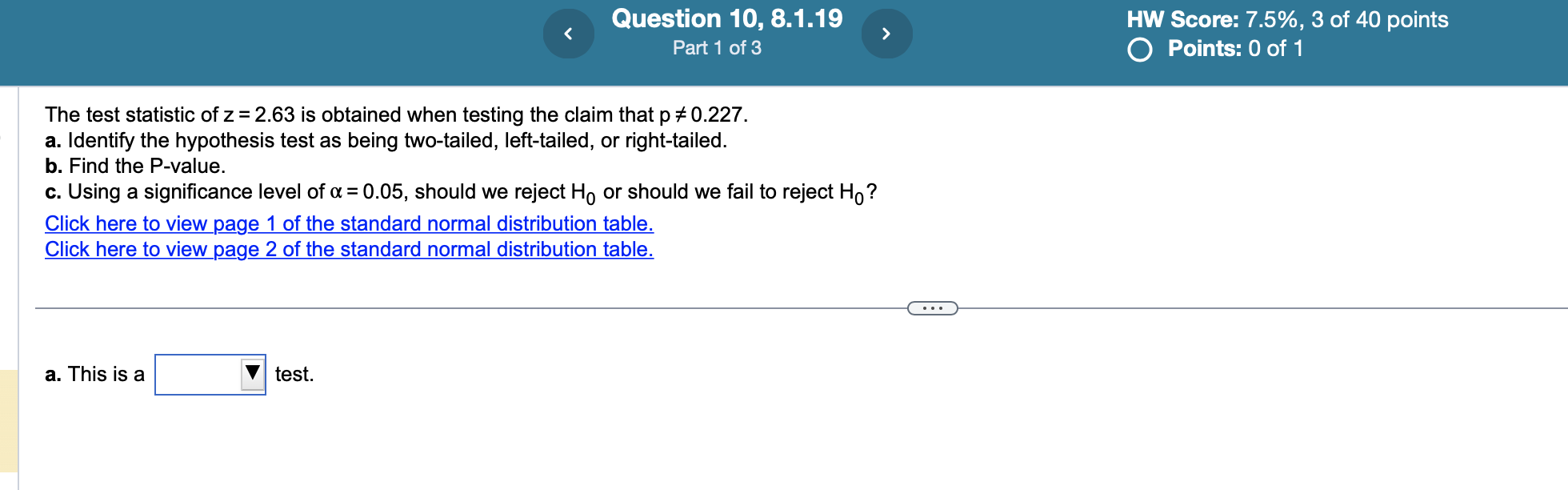 Solved There is a, b, and c part for part a the options | Chegg.com
