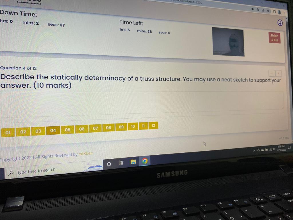 Solved Question 4 of 12 Describe the statically determinacy | Chegg.com