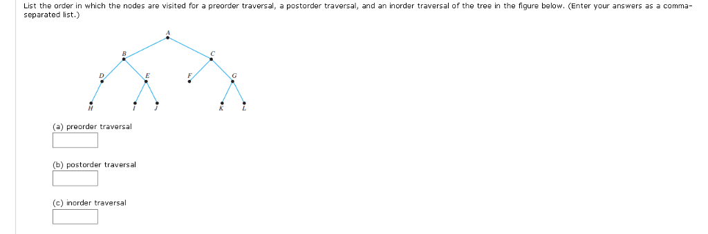 Solved List the order in which the nodes are visited for a | Chegg.com