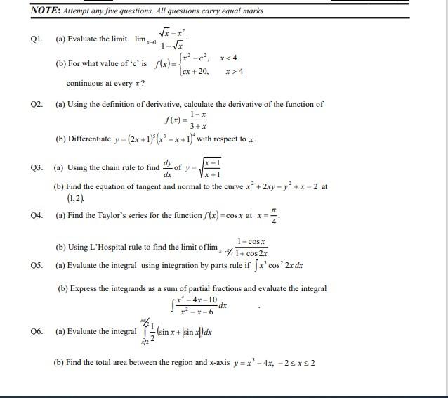 Solved NOTE: Attempt any five questions. All questions carry | Chegg.com