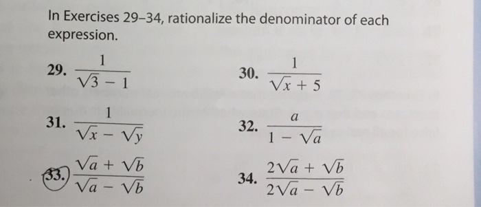 Solved In Exercises 29-34, rationalize the denominator of | Chegg.com