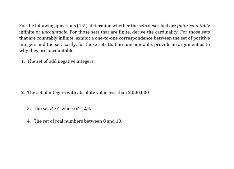 Solved For the following questions (1-5), determine whether | Chegg.com