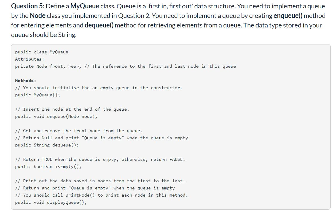 Solved Part 1 - Data Structure Question 1: Set up a new | Chegg.com