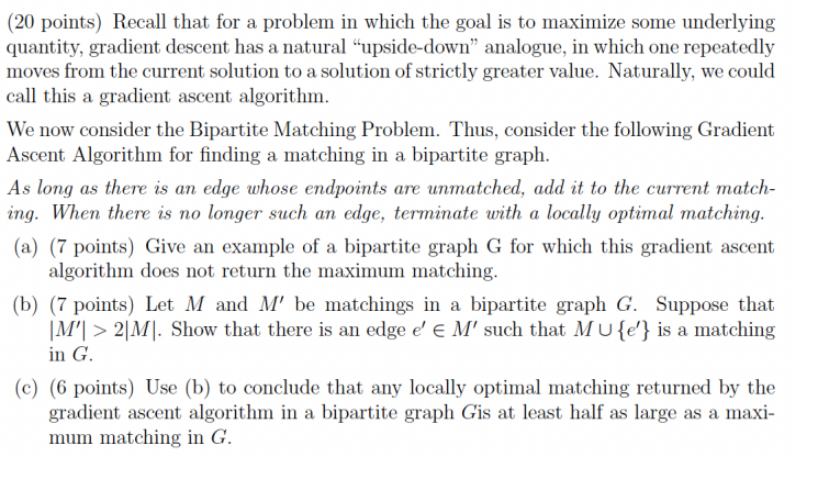 Solved (20 points) Recall that for a problem in which the | Chegg.com