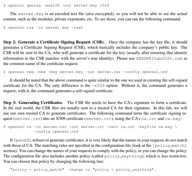 Solved 2.2 Task 2: Creating a Certificate for | Chegg.com