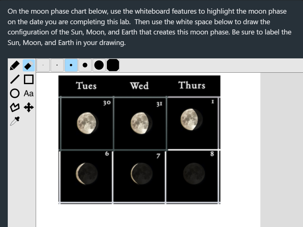 On the moon phase chart below, use the whiteboard | Chegg.com
