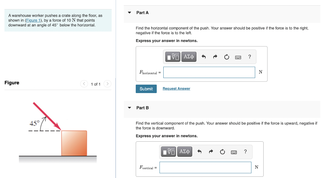 Solved Part A A warehouse worker pushes a crate along the | Chegg.com
