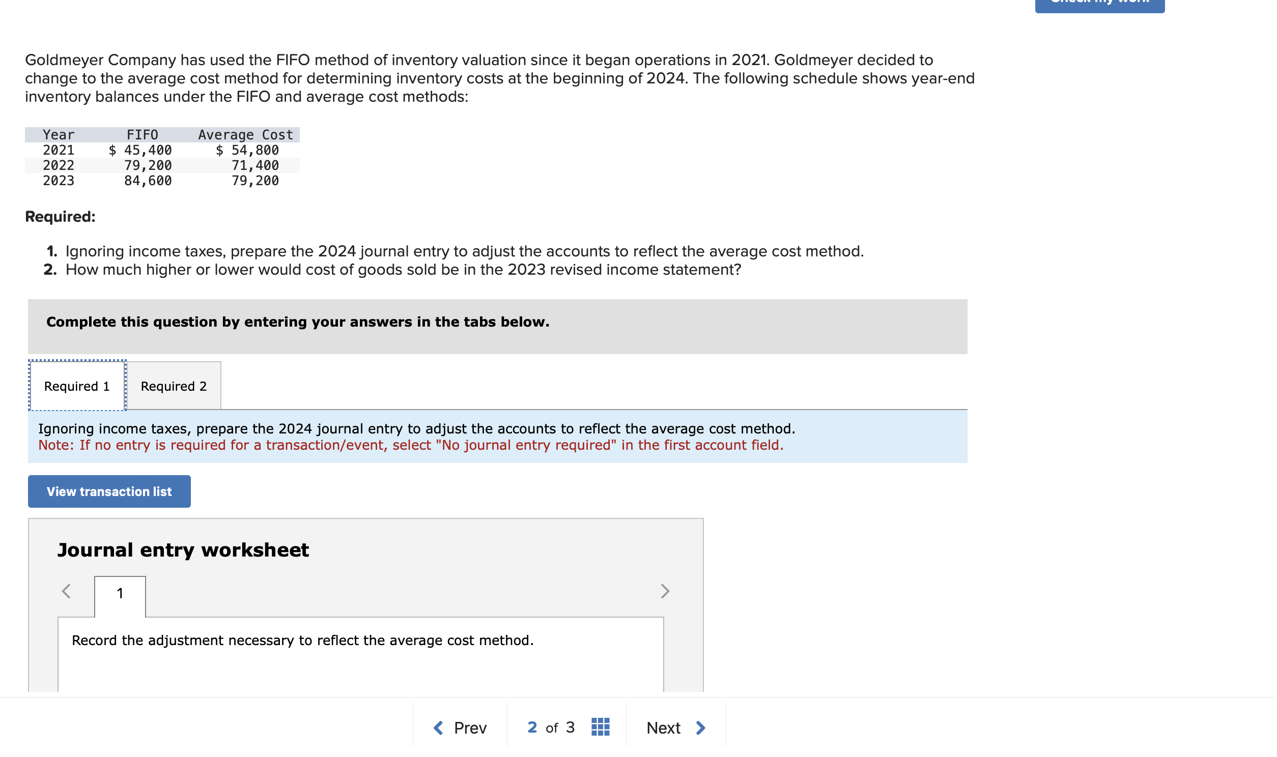 Solved Goldmeyer Company has used the FIFO method of | Chegg.com