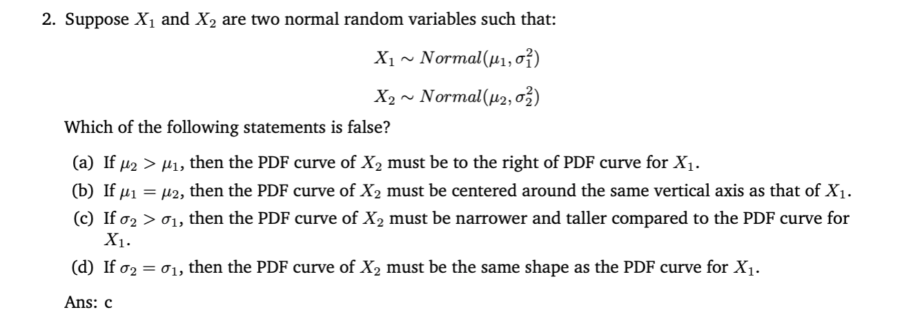 Solved 2. Suppose X1 and X2 are two normal random variables | Chegg.com