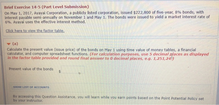Solved Brief Exercise 14-5 (Part Level Submission) On May 1, | Chegg.com