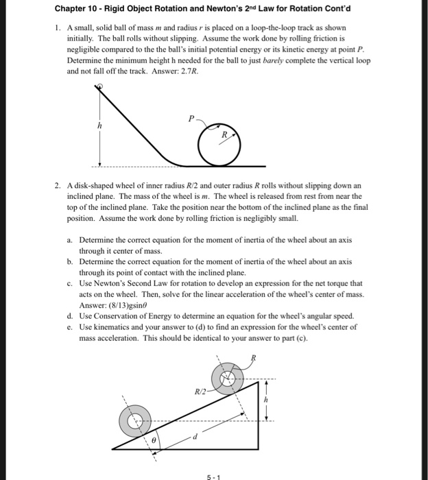 Solved Chapter 10 - Rigid Object Rotation and Newton's 2nd | Chegg.com