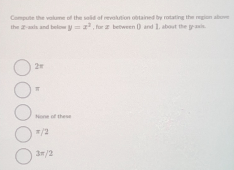 Solved Compute the volume of the solid of revolution | Chegg.com