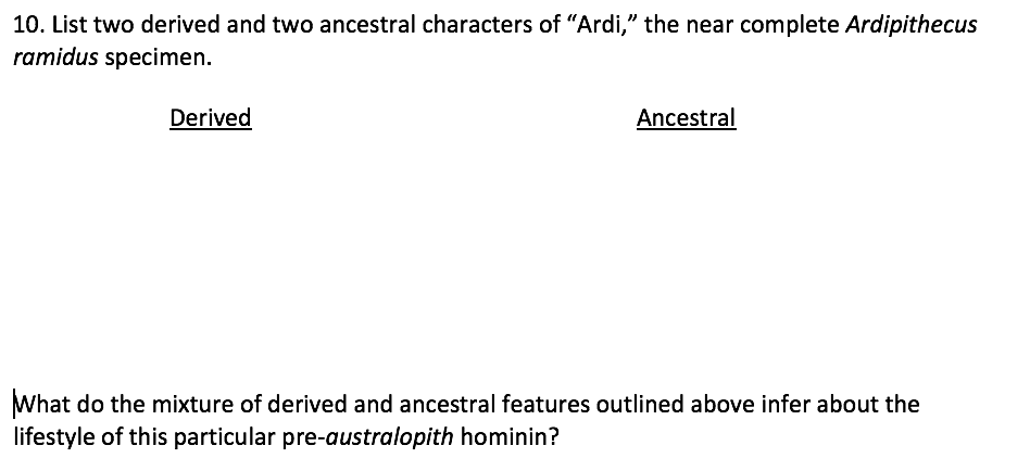 10. List two derived and two ancestral characters of | Chegg.com